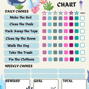 Personalized Kids Daily Chores Chart, Digital Printable, Weekly Chore ...