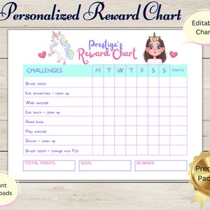 Unicorn Girl Summer Reward Chart, Reward Chart, Reward Chart Classroom ...