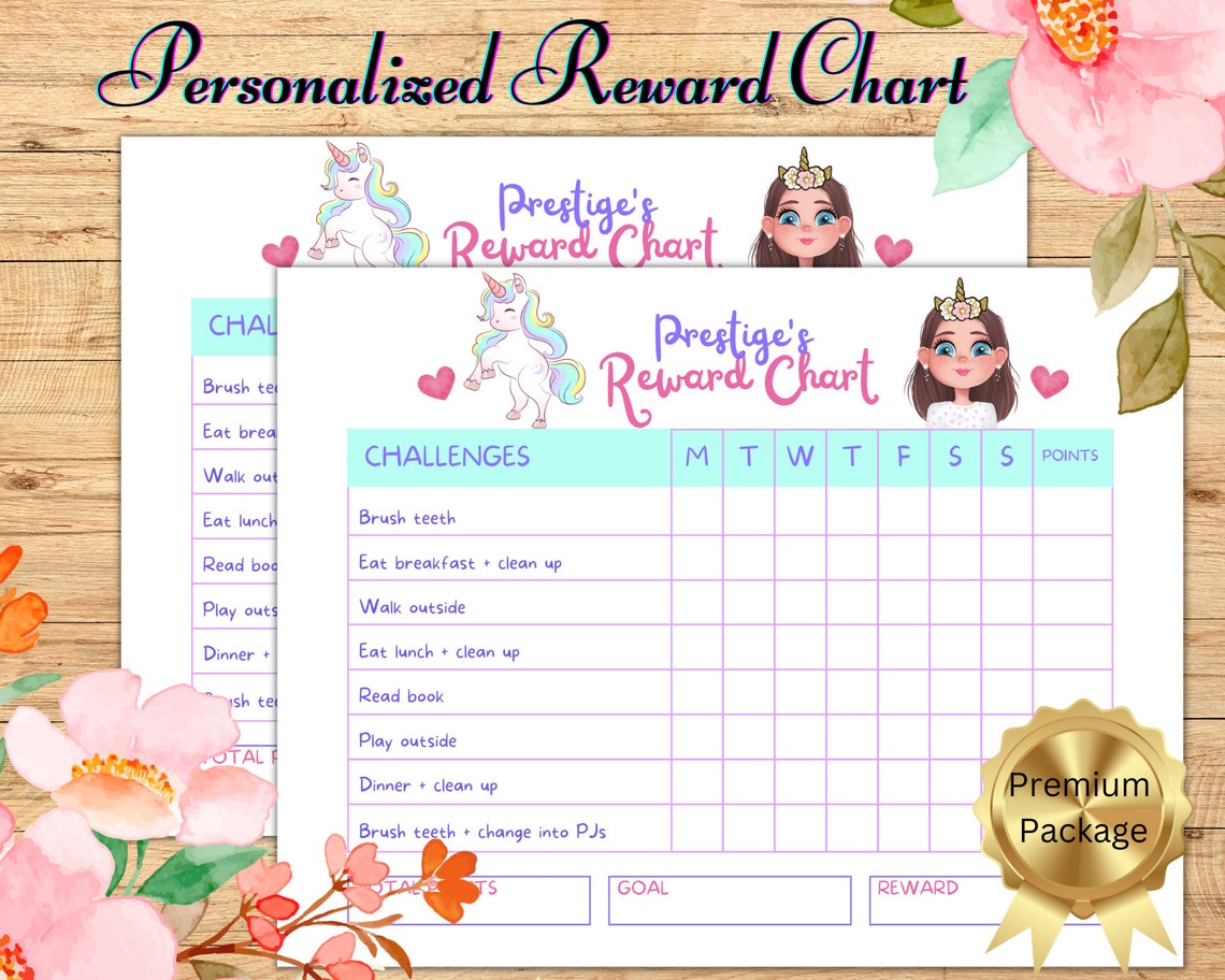 Unicorn Girl Summer Reward Chart, Reward Chart, Reward Chart Classroom ...