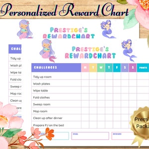 Printable Mermaid Reward Chart, Mermaid Behavior Chart, Daily Chore ...