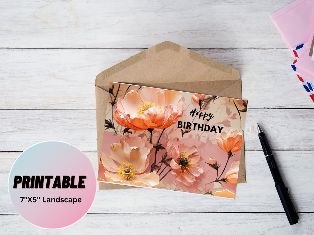 Printable Happy Birthday Card, Digital Download, Personalized Name ...