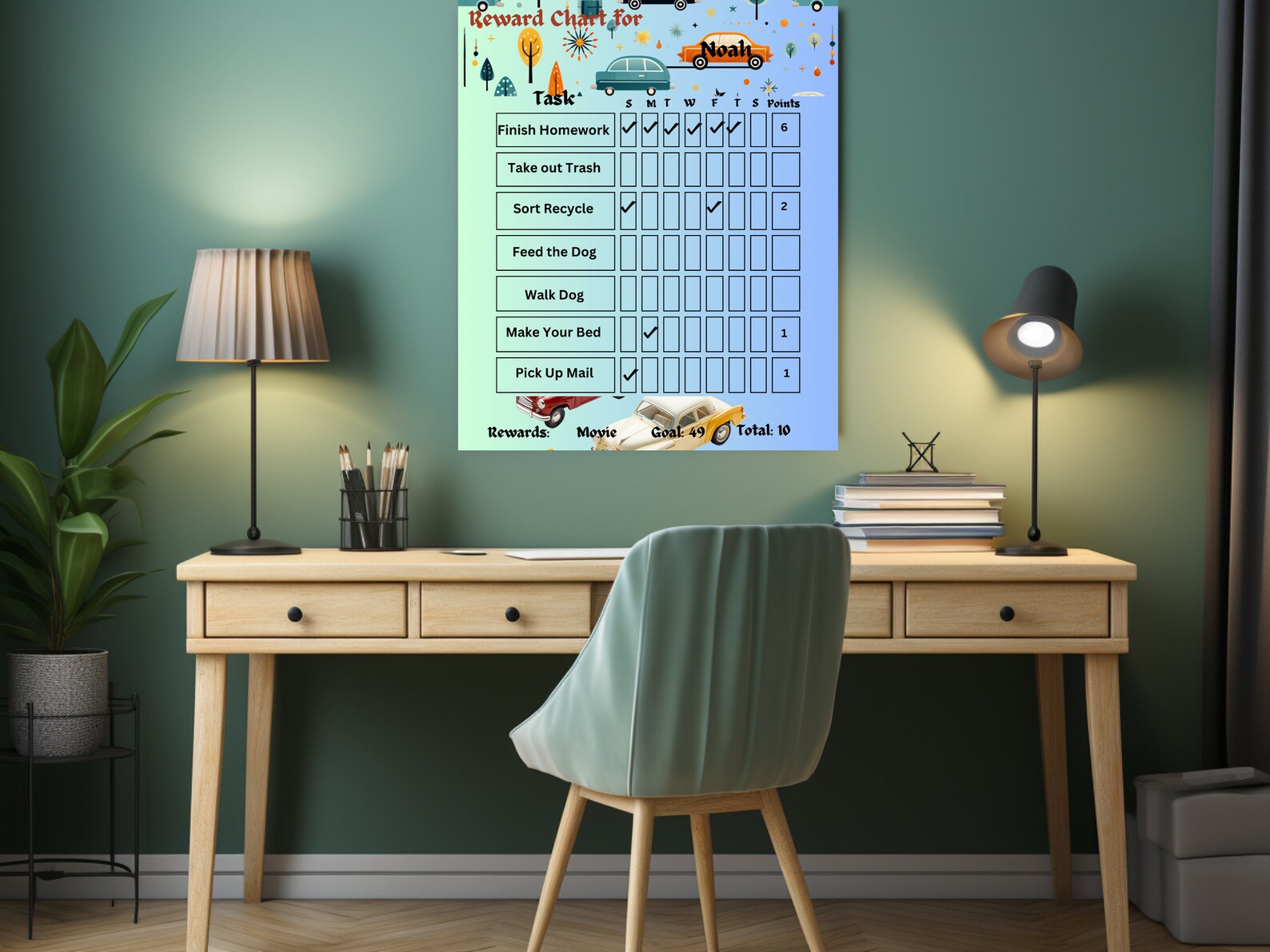 Personalized Kids Reward Chart Template, Digital Printable Rewards ...