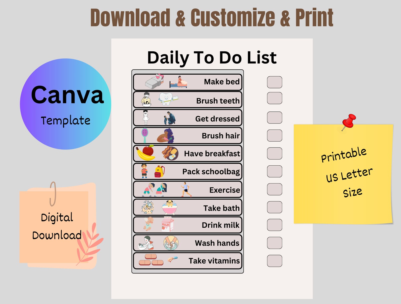 Kids Daily Chore Canva Template, Chore List With Icon, Effective Chore ...
