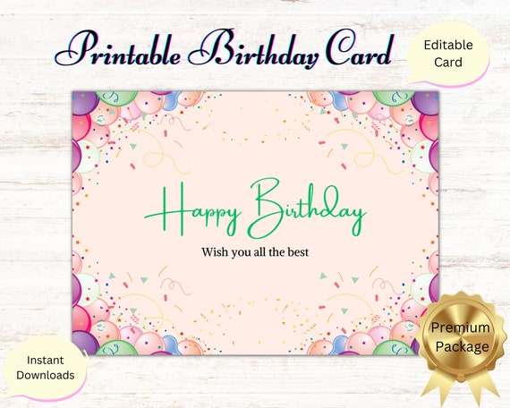 Birthday Card Template Editable Birthday Cards