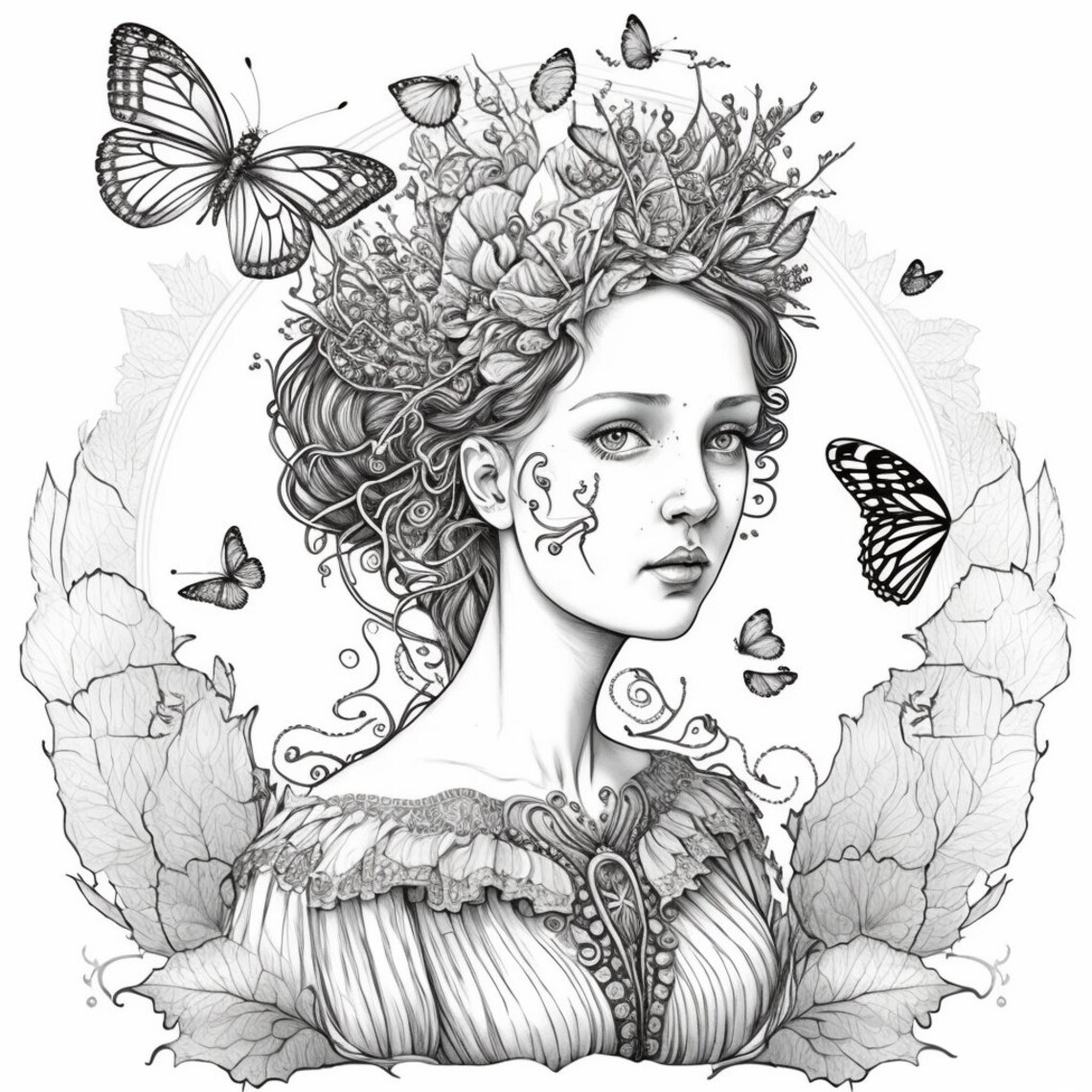 Butterfly Princess Coloring Pages - Etsy