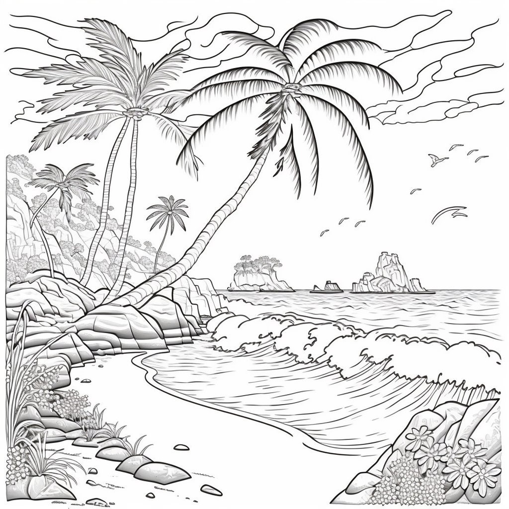 Beautiful Beaches Coloring Pages - Etsy