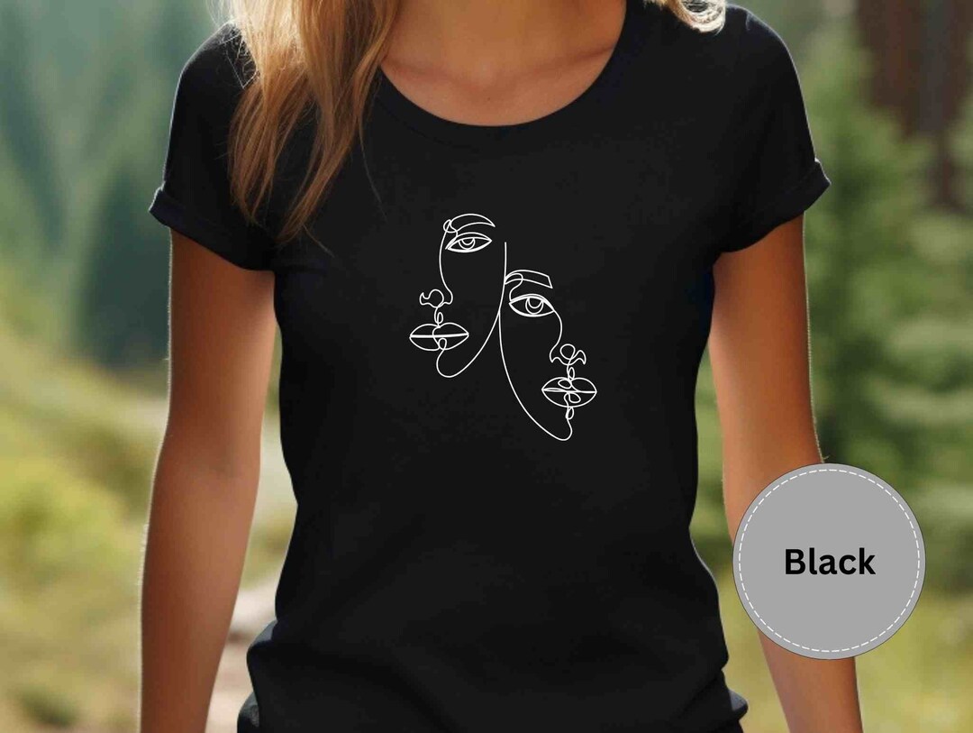 Minimalist Face Shirt, Two Faces Shirt, Warped Smily Tshirt, Faces Top ...