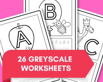 26 Letters Alphabet Worksheet Bundle Kindergarten English - Etsy
