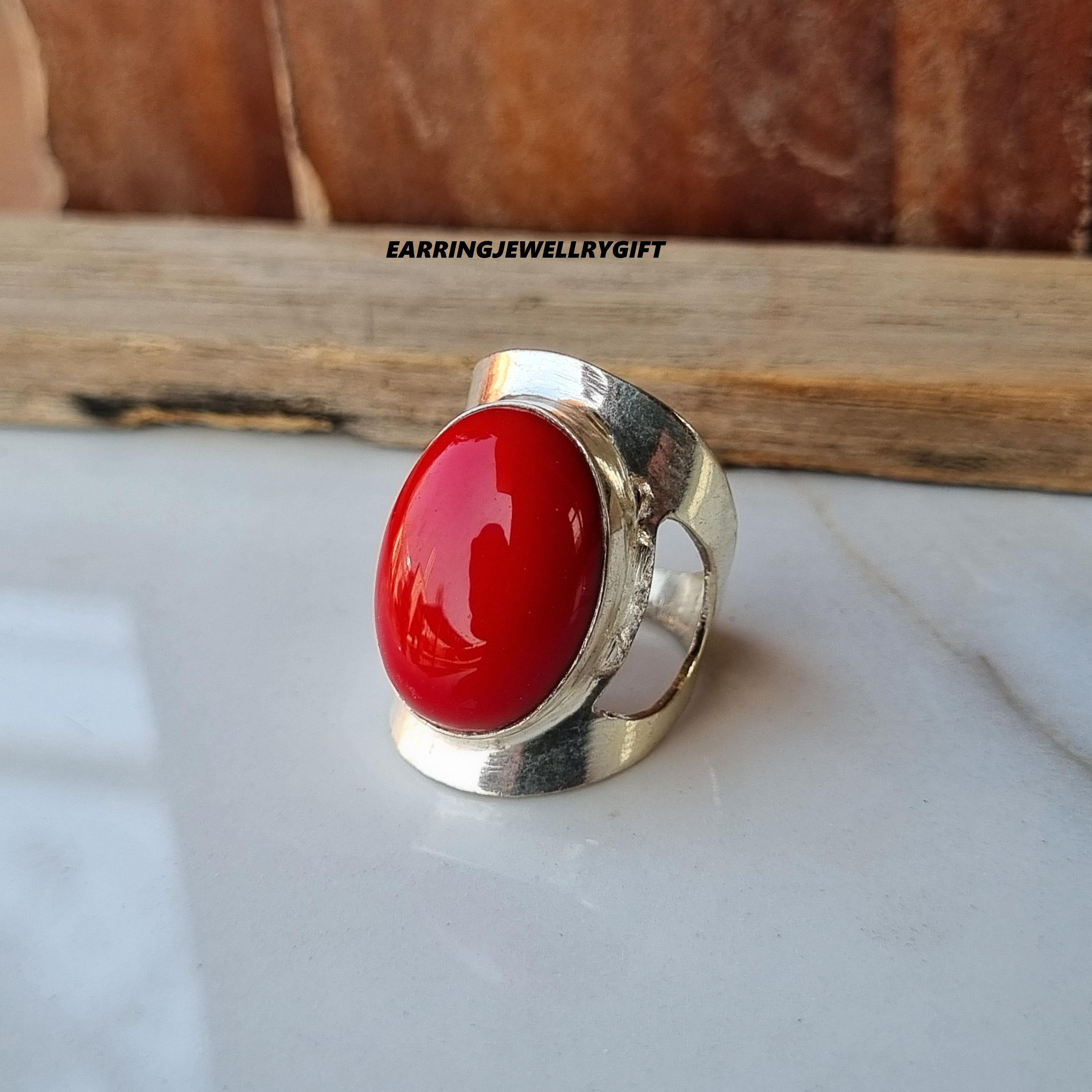 Sterling Silver Coral Ring: Handmade Stone Jewelry Gift for Her - Etsy