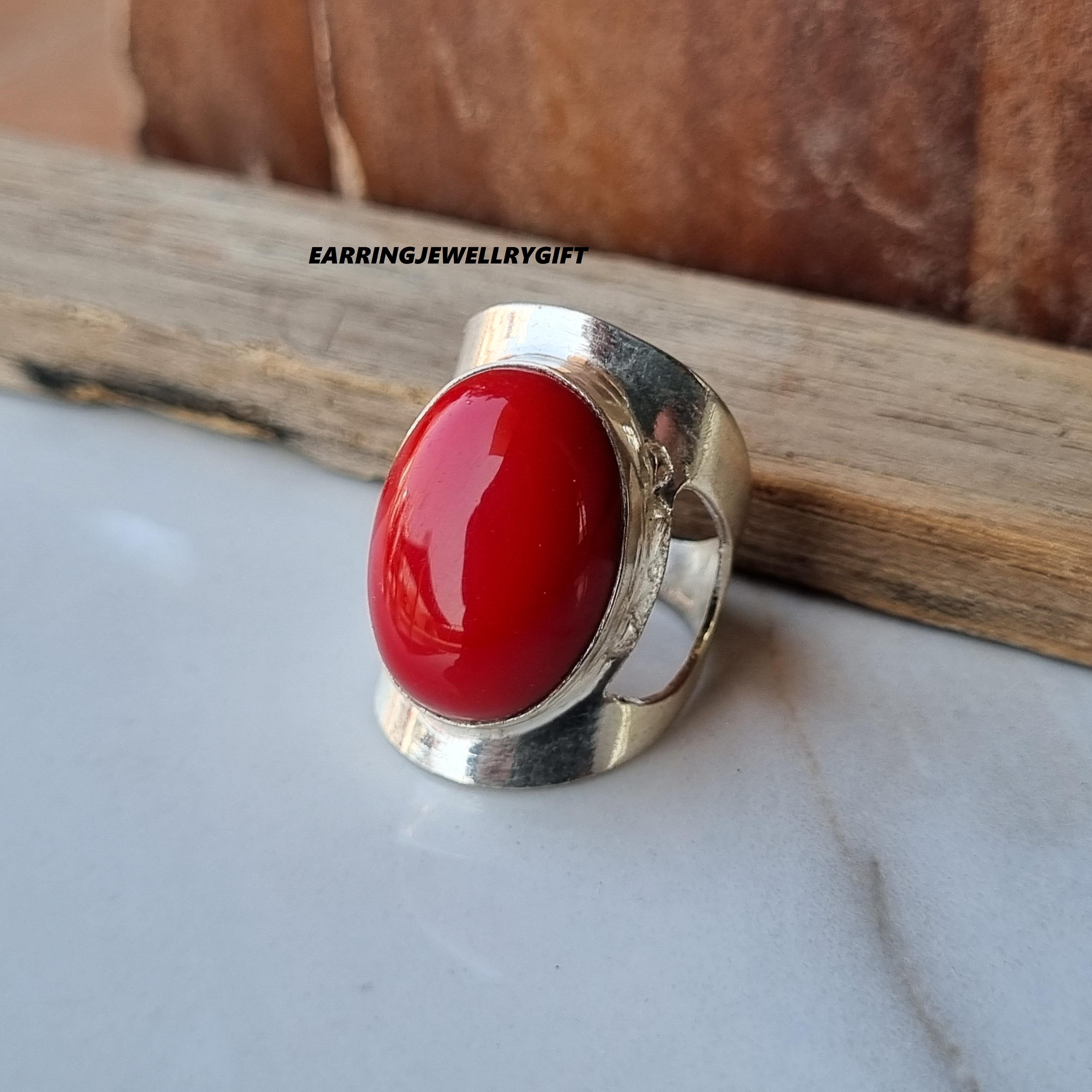 Sterling Silver Coral Ring: Handmade Stone Jewelry Gift for Her - Etsy
