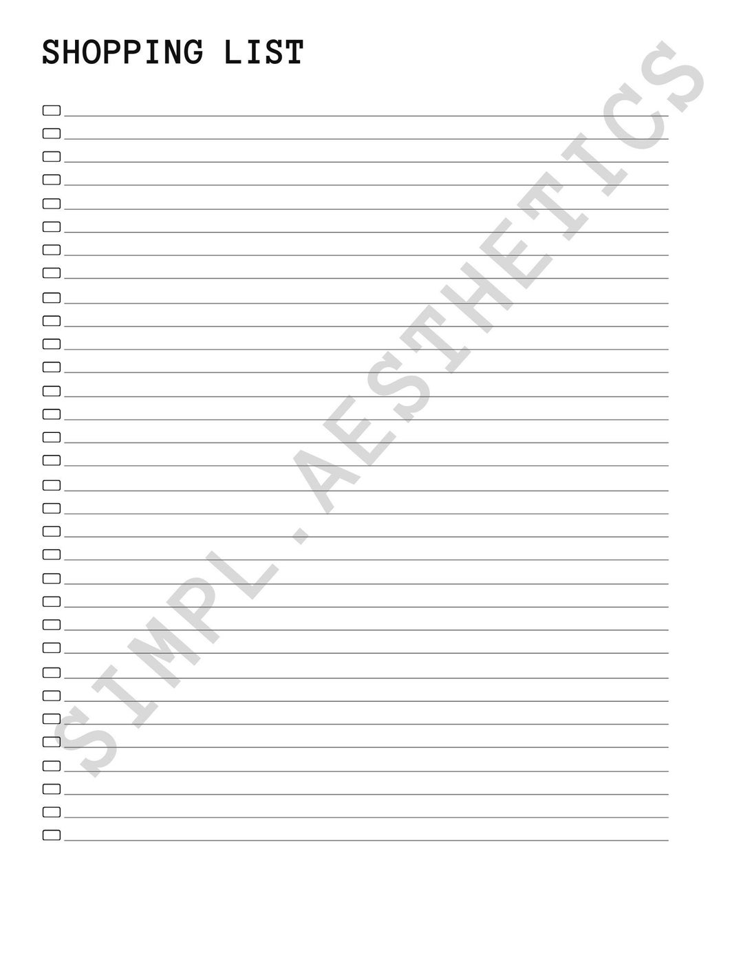 Minimal to Do List, Simple Shopping List, Printable, Instant Download ...