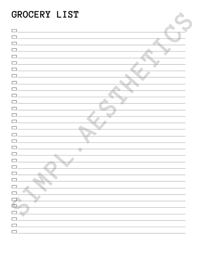 Minimal to Do List, Simple Grocery List, Printable, Instant Download - Etsy