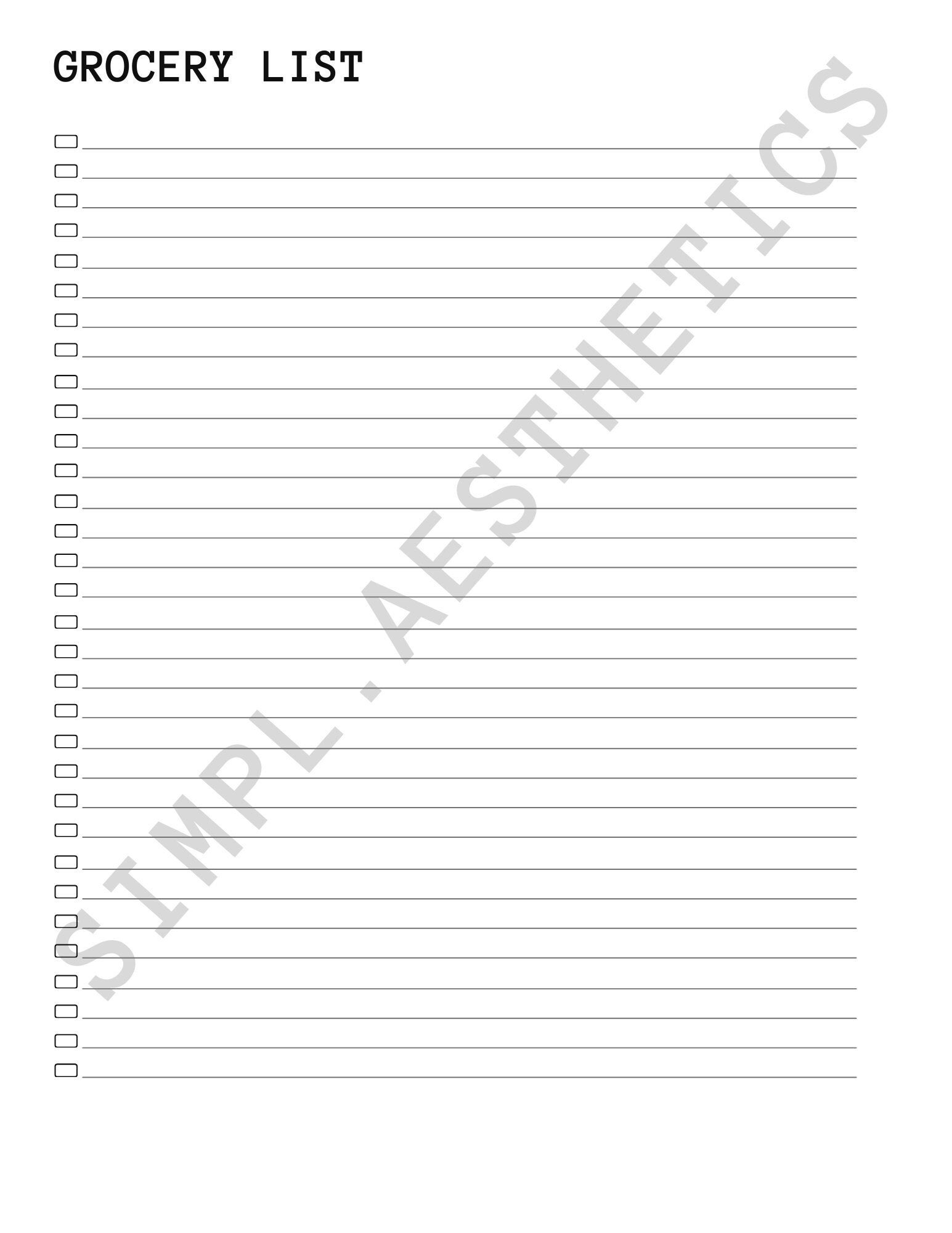Minimal to Do List, Simple Grocery List, Printable, Instant Download - Etsy