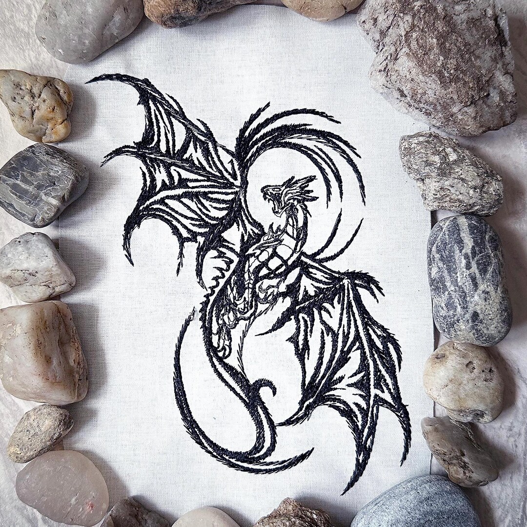 Gothic Dragon Machine Embroidery - Etsy