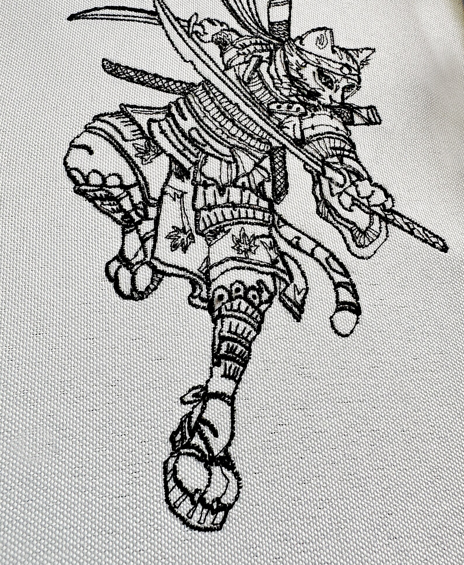 Cat Samurai Machine Embroidery Design: Black Outline (digital File) - Etsy