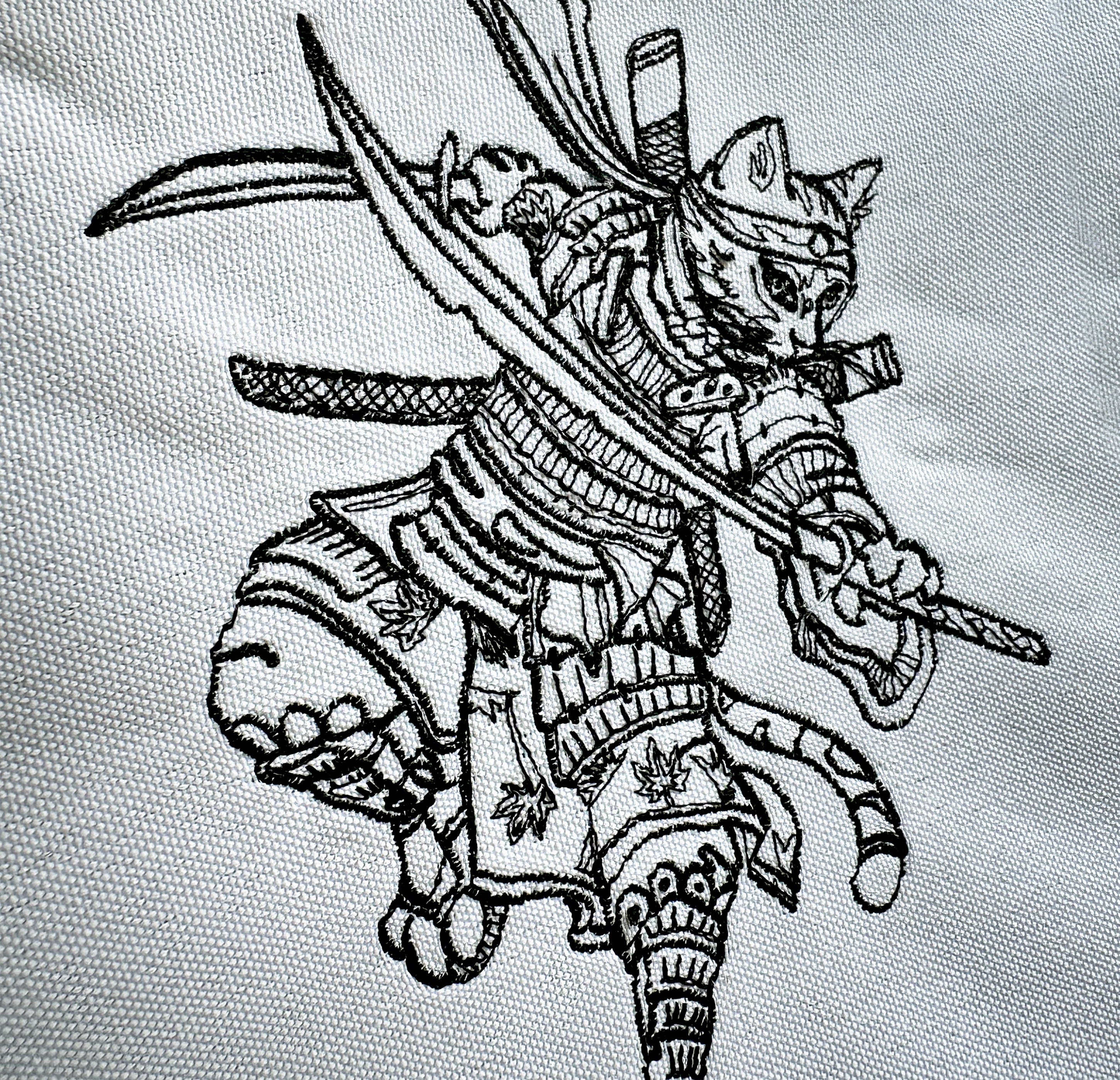 Cat Samurai Machine Embroidery Design: Black Outline (digital File) - Etsy