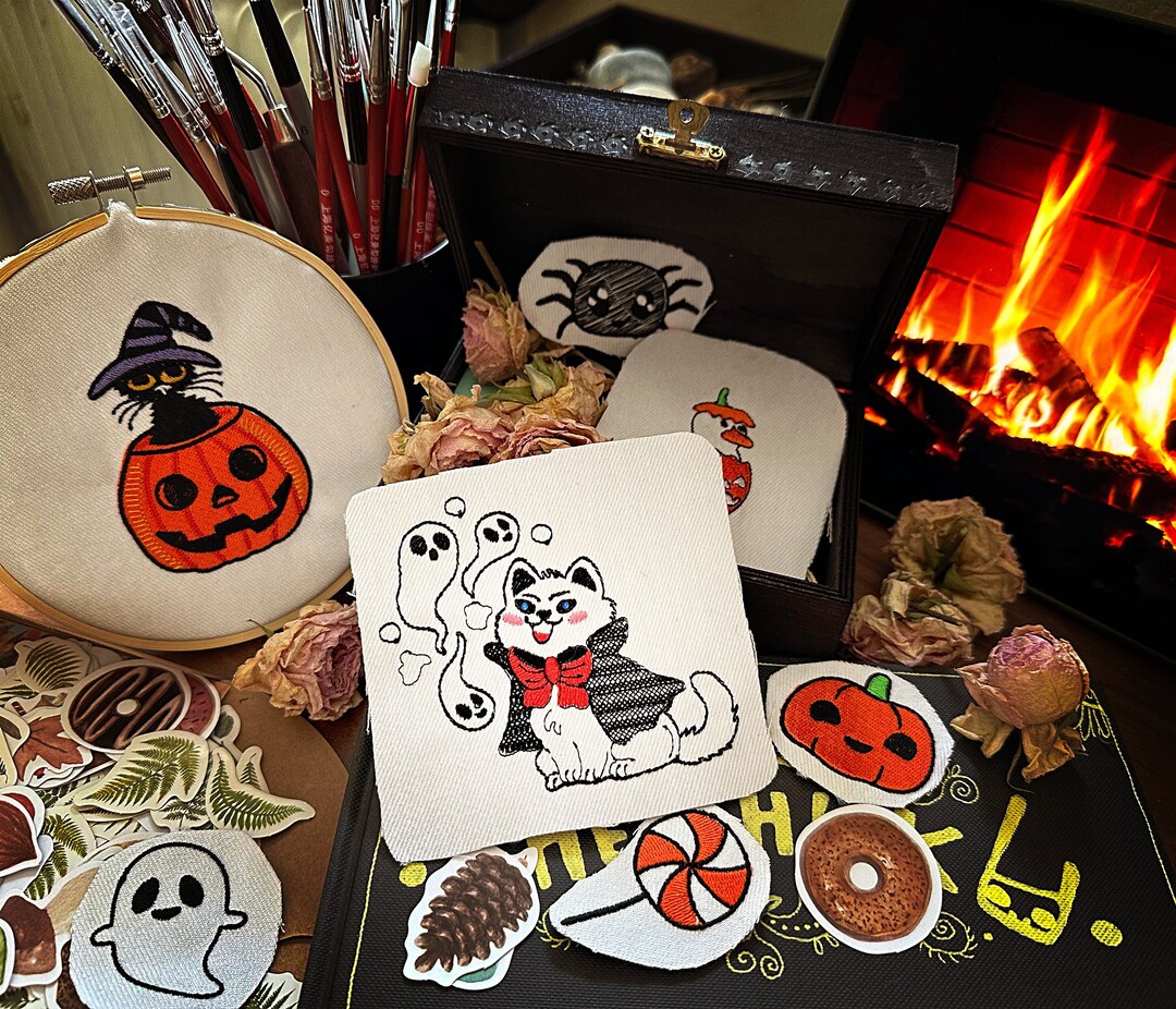 Halloween Spooky Cat DIGITAL Embroidery Design Vampire Cat - Etsy