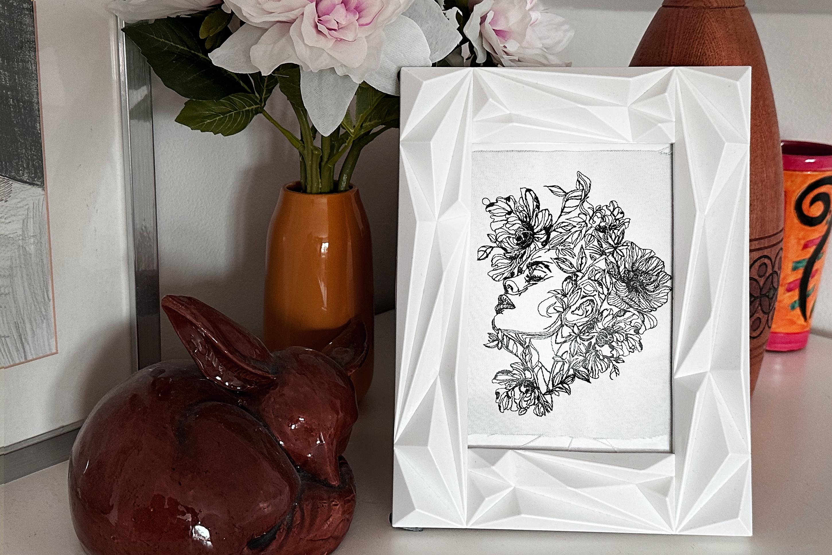 One Line Lady Face Machine Embroidery - Etsy