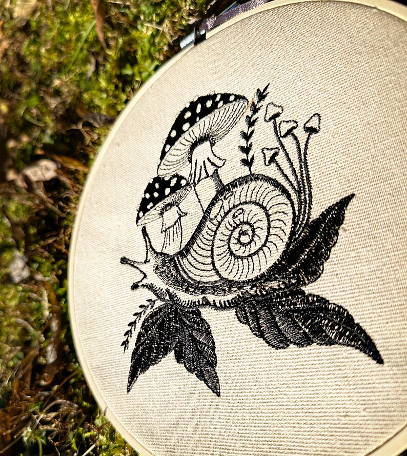 Snail With Mushrooms Machine Embroidery Design for Instant Download - Etsy