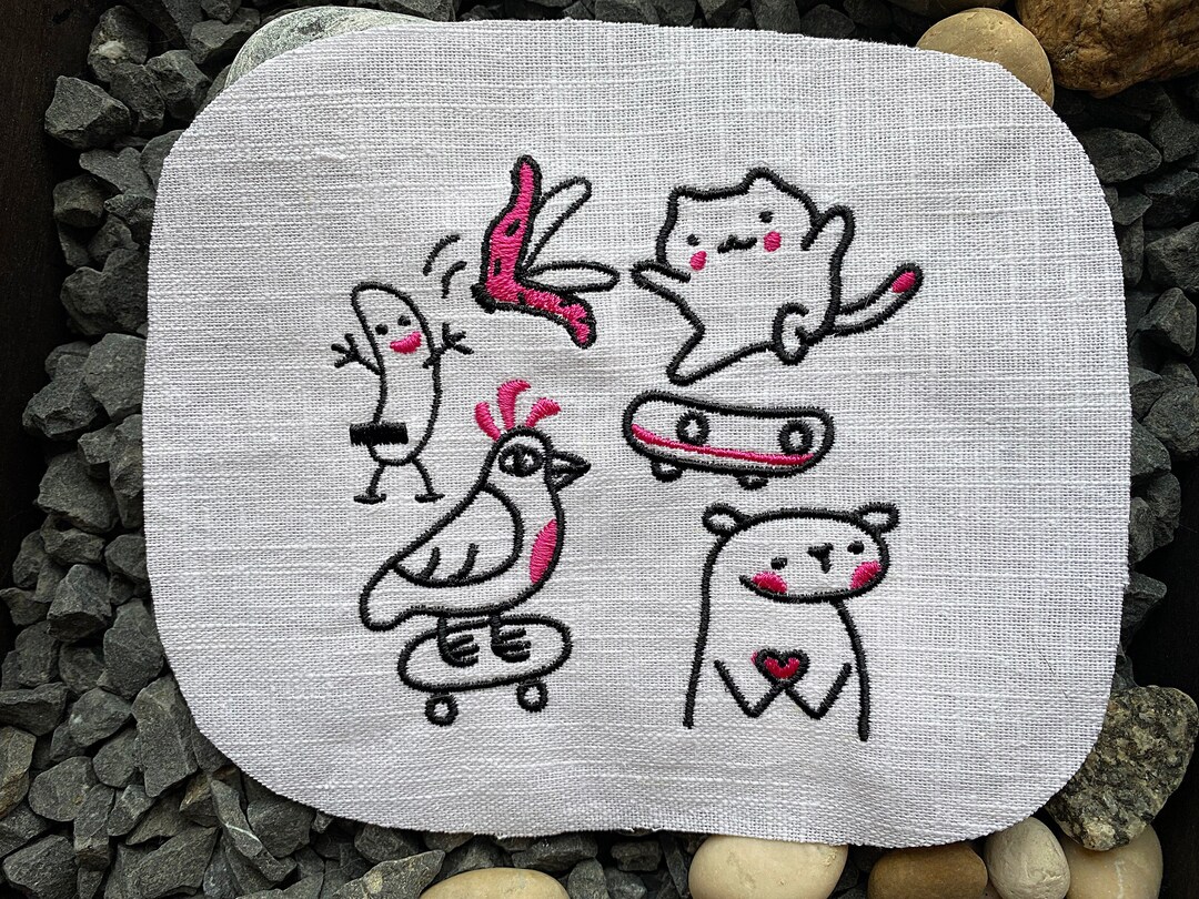 Funny Machine Embroidery Designs, Set of Four Cute Embroidery Designs ...