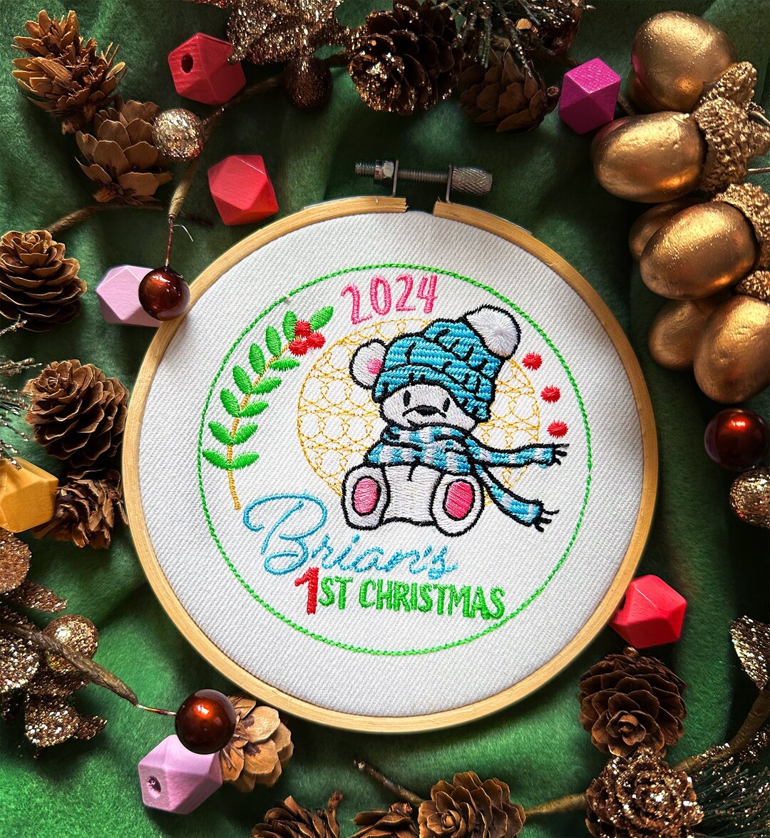 MY FIRST CHRISTMAS Personalised Machine Embroidery Design - Digital ...