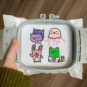 Funny Machine Embroidery Bundle With Frog, Jellyfish, Hippo, Bunny ...
