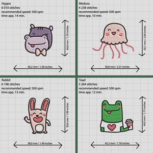 Funny Machine Embroidery Bundle With Frog, Jellyfish, Hippo, Bunny ...