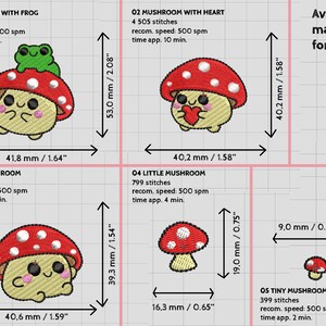 Three Cute Mushrooms Machine Embroidery Bundle - DIGITAL Designs for ...