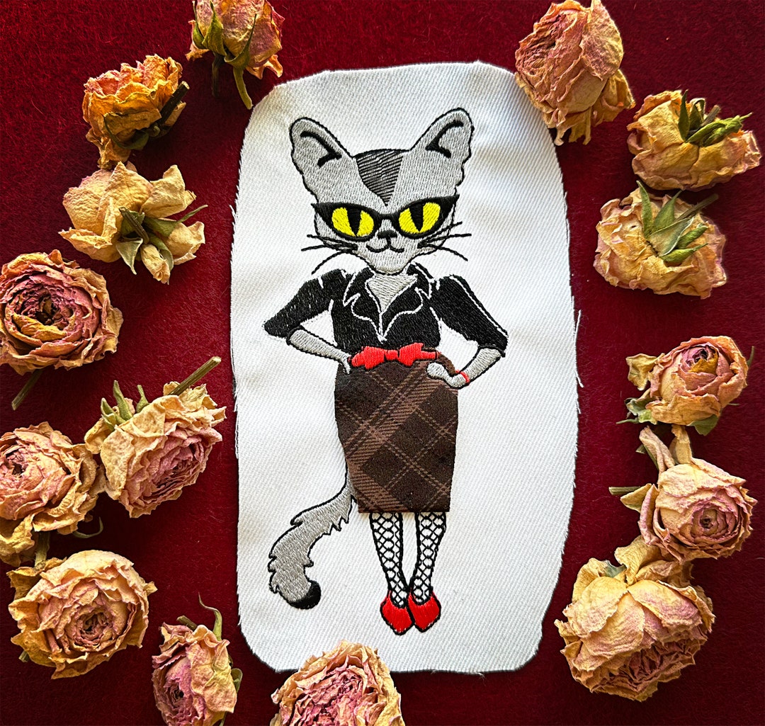 Cat Lady Embroidery Applique Design: Chic Fabric Skirt (digital ...