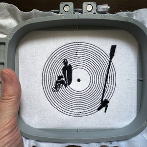 Original Vinyl Record Embroidery Applique - DIGITAL Machine Embroidery ...