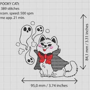 Halloween Spooky Cat DIGITAL Embroidery Design Vampire Cat - Etsy