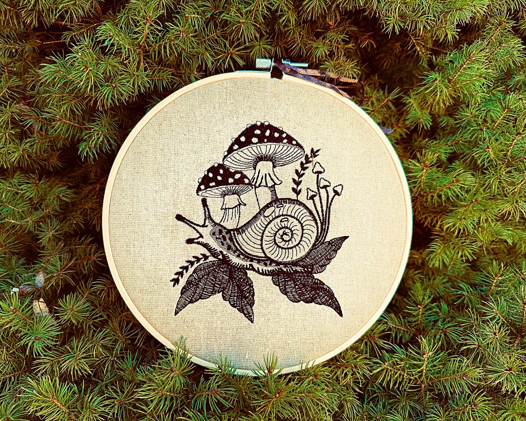 Snail With Mushrooms Machine Embroidery Design for Instant Download - Etsy