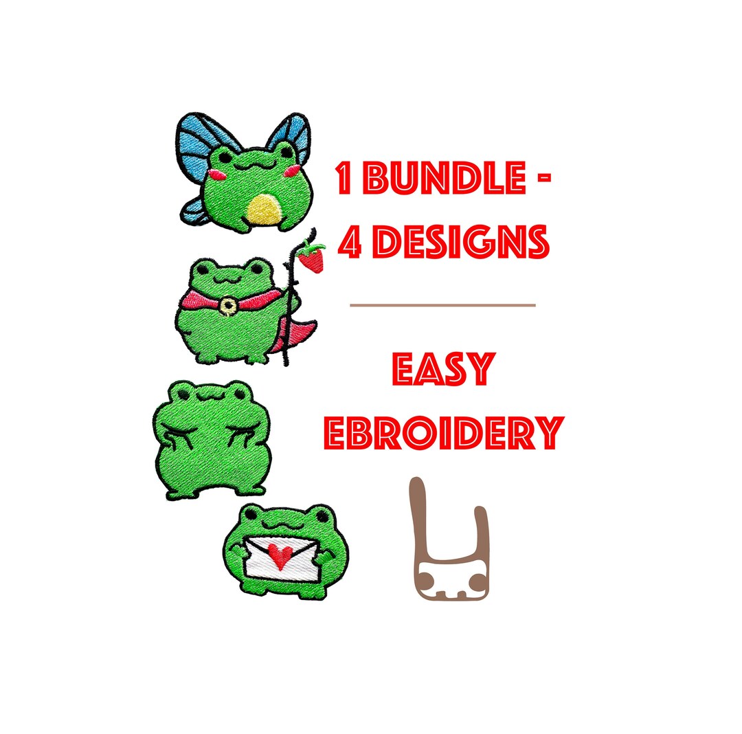 Funny Frogs Machine Embroidery Bundle - Etsy