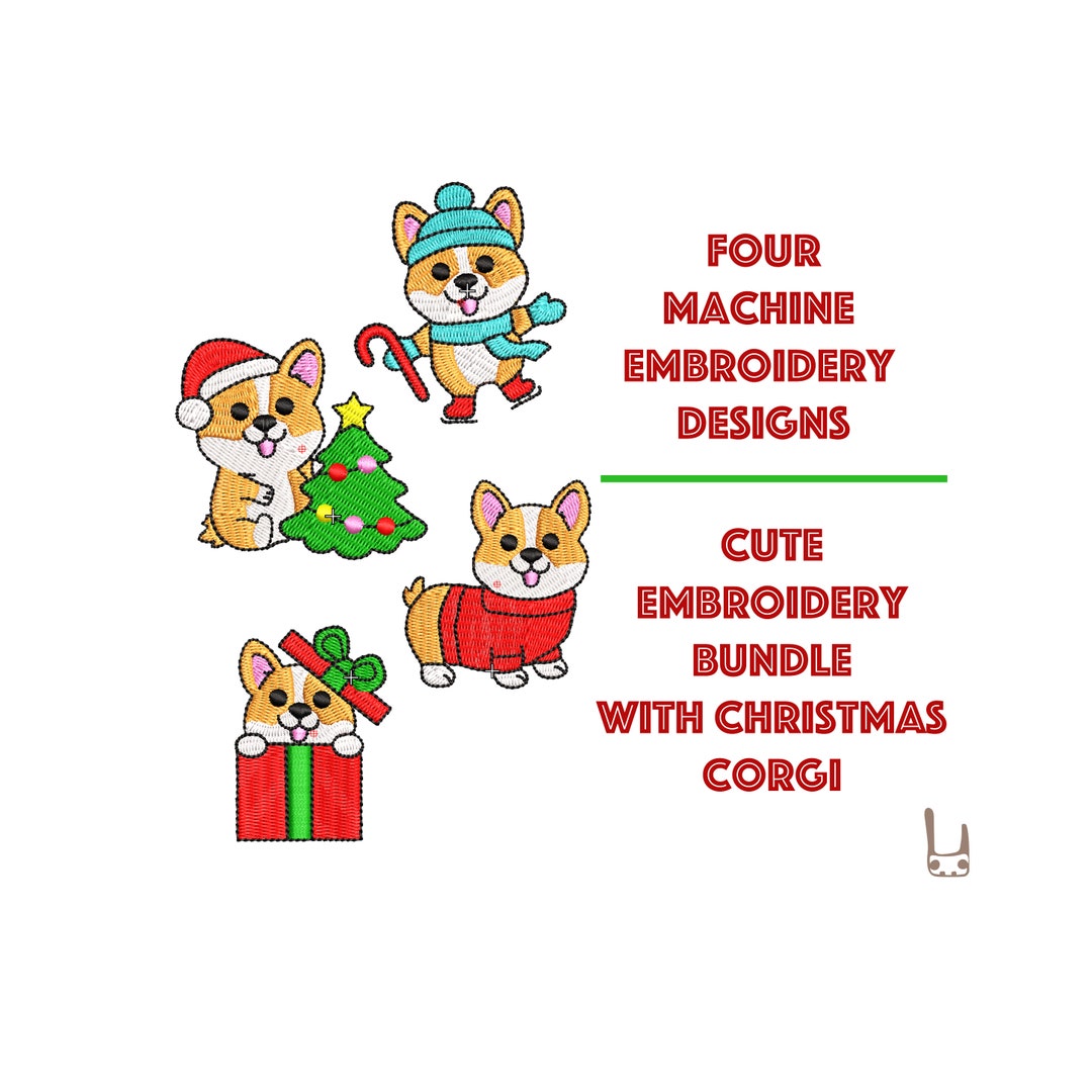 Christmas Corgi Machine Embroidery Designs: Holiday Puppy Bundle ...