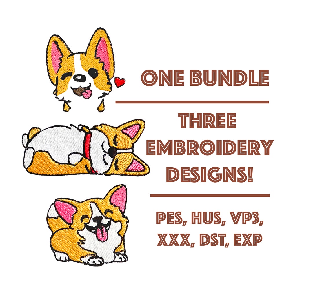 Corgi Machine Embroidery Bundle - Etsy