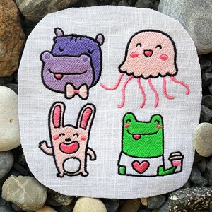 Funny Machine Embroidery Bundle With Frog, Jellyfish, Hippo, Bunny ...