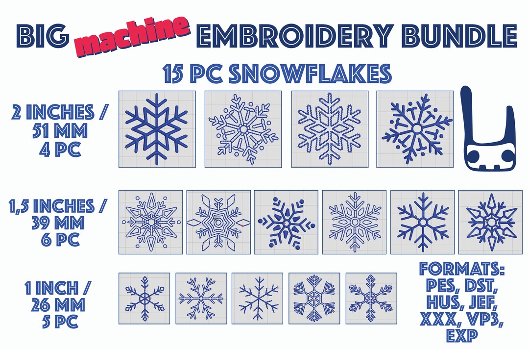 Christmas Snowflakes Machine Embroidery Bundle - Set of 15 Pc DIGITAL ...