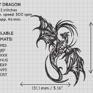 Gothic Dragon Machine Embroidery - Etsy