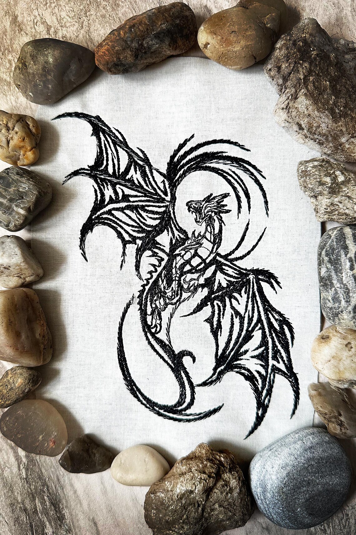 Gothic Dragon Machine Embroidery - Etsy
