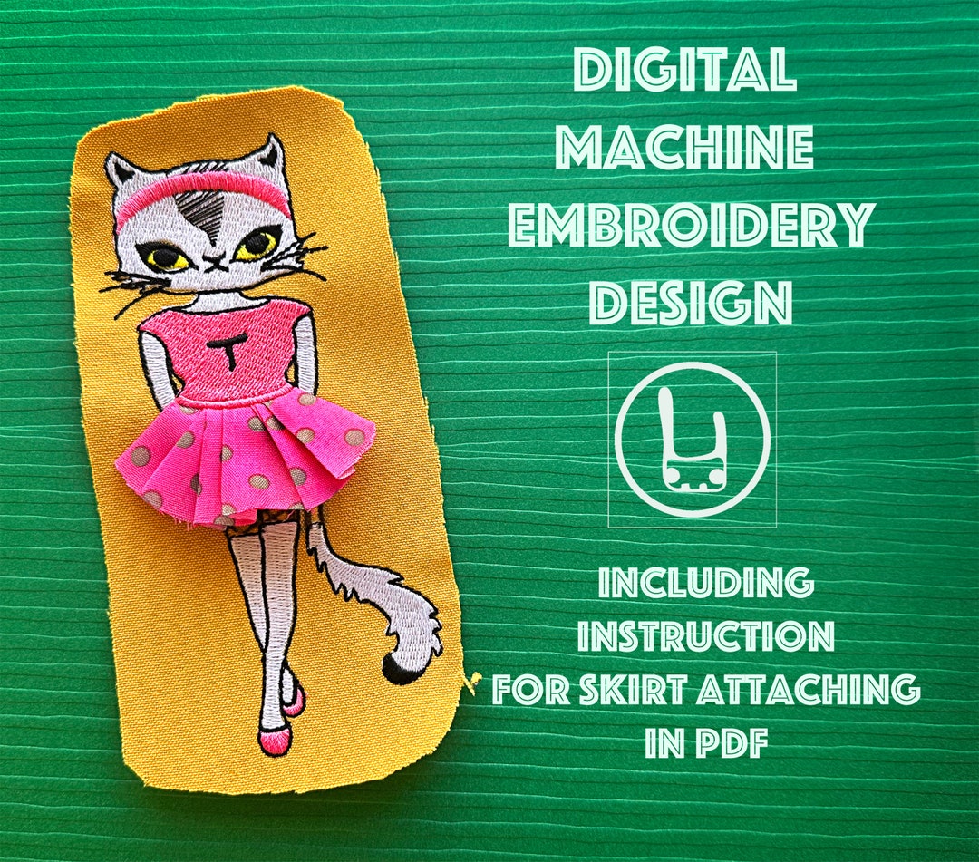 Cat Machine Embroidery Design, Chic Lady Cat Digital Embroidery Design ...