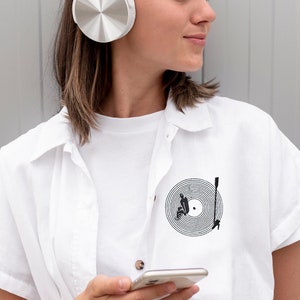 Original Vinyl Record Embroidery Applique - DIGITAL Machine Embroidery ...