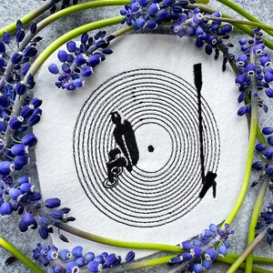 Original Vinyl Record Embroidery Applique - DIGITAL Machine Embroidery ...