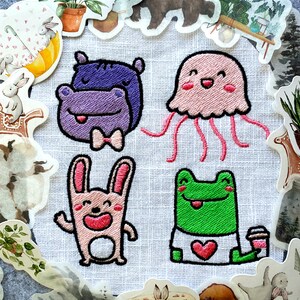 Funny Machine Embroidery Bundle With Frog, Jellyfish, Hippo, Bunny ...
