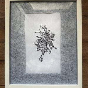 Cat Samurai Machine Embroidery Design: Black Outline (digital File) - Etsy