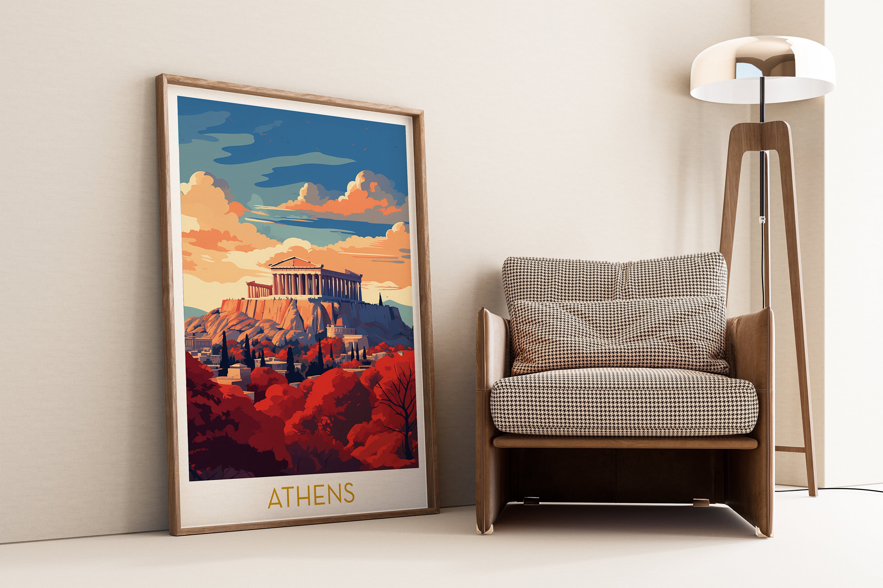 Athens Travel Poster Acropolis of Athens Greece Wall Art Maximal Decor ...