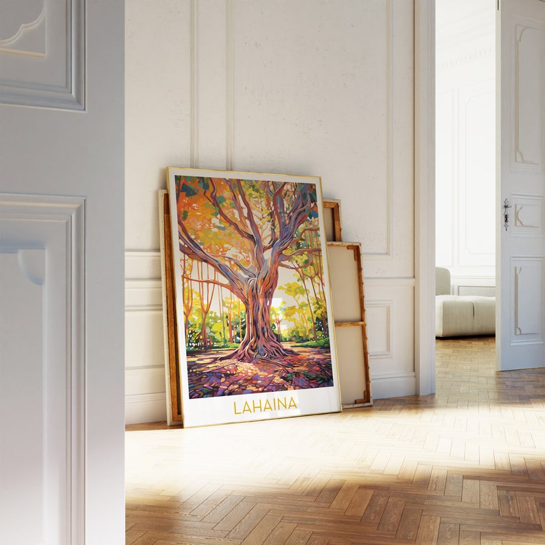 Lahaina Maui Travel Poster Banyan Tree Wall Art Lahaina Print Vibrant ...