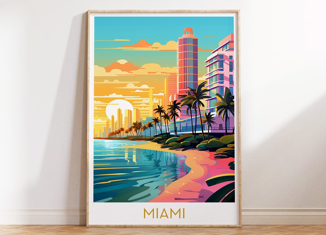 Miami Travel Poster Printable Florida Wall Art Maximal US Cities Travel ...