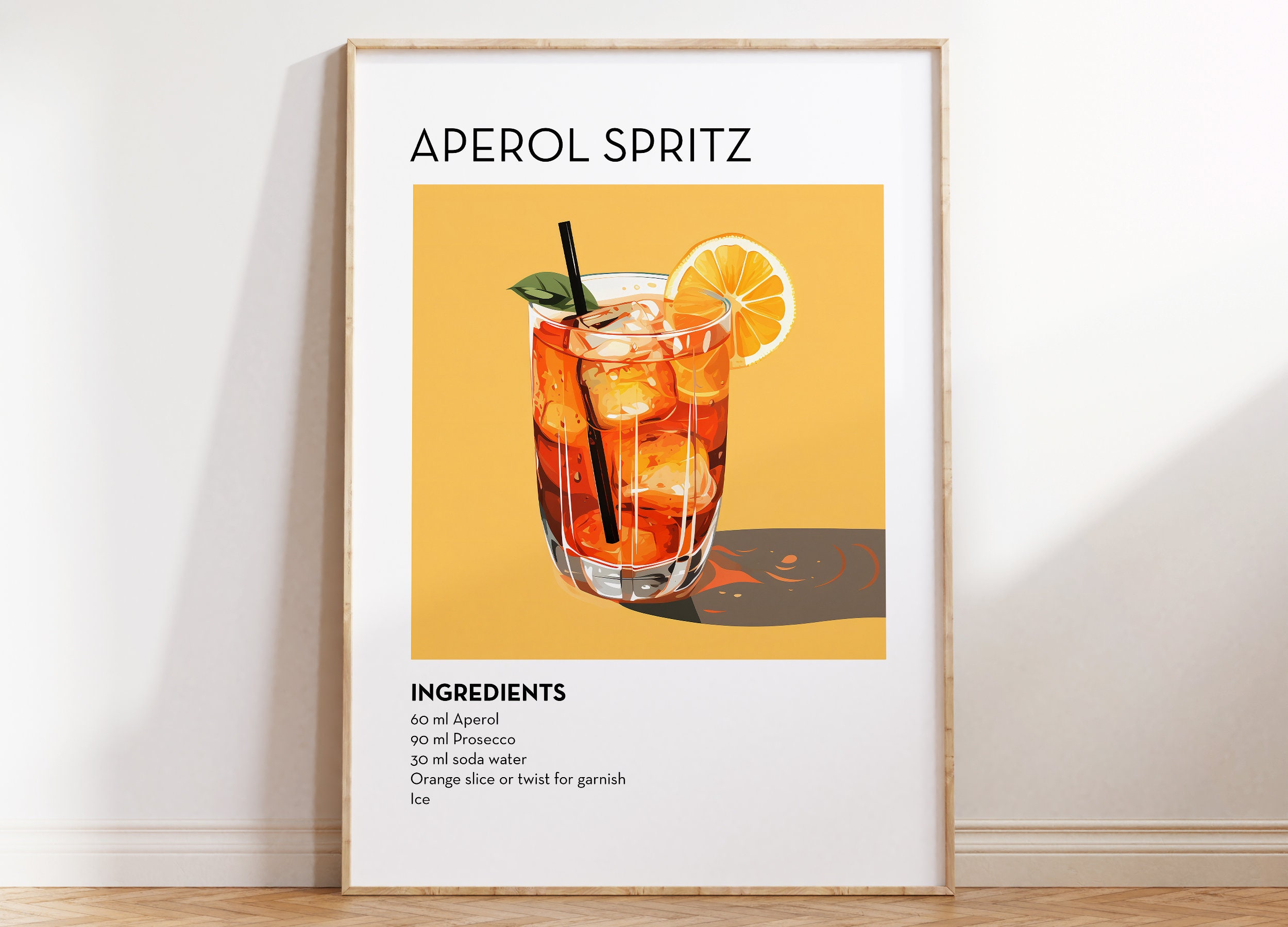 Aperol Spritz Cocktail Printable Retro Poster Minimalist Home Decor ...