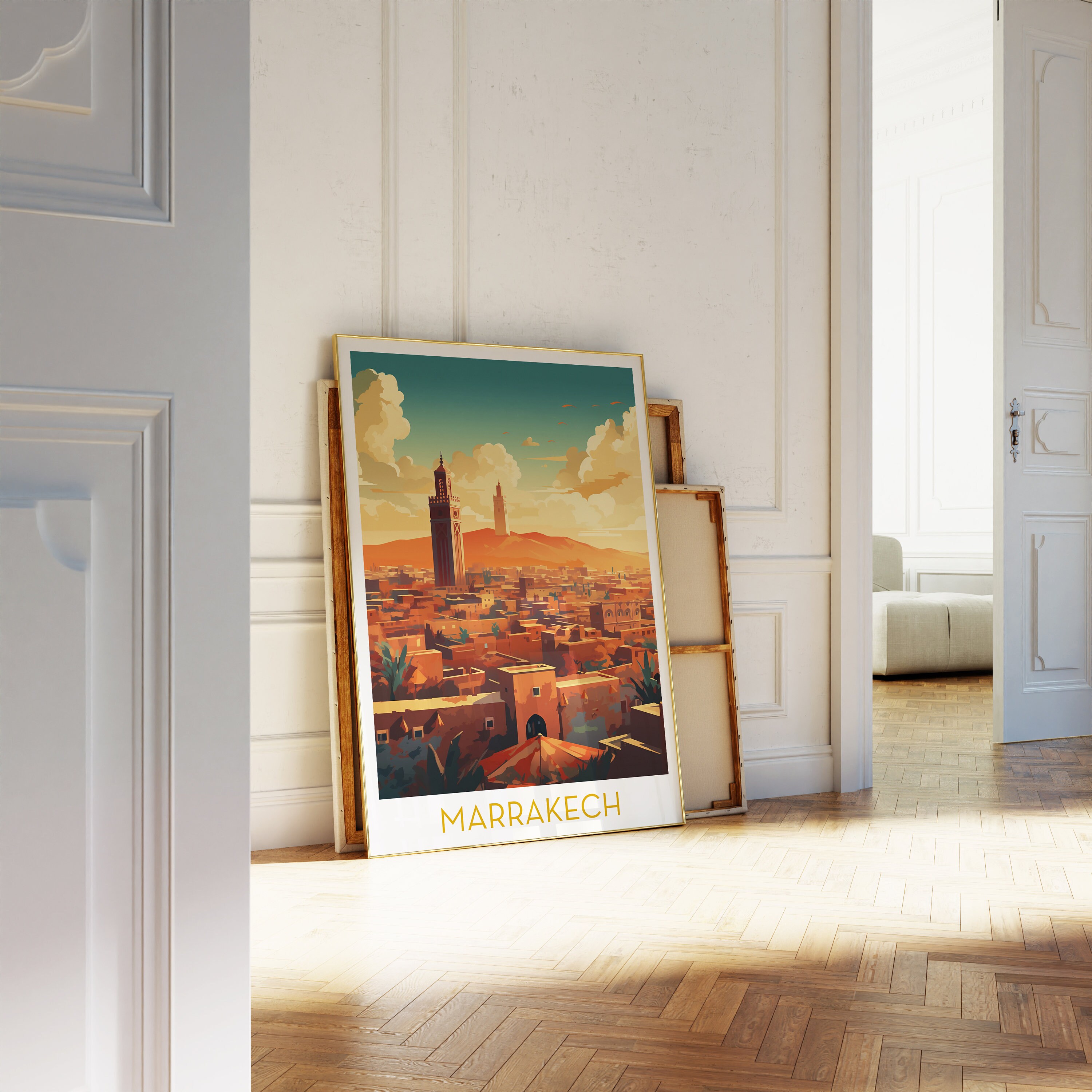 Marrakesh Travel Poster Printable Morocco Wall Decor Print, Maximal Mid ...
