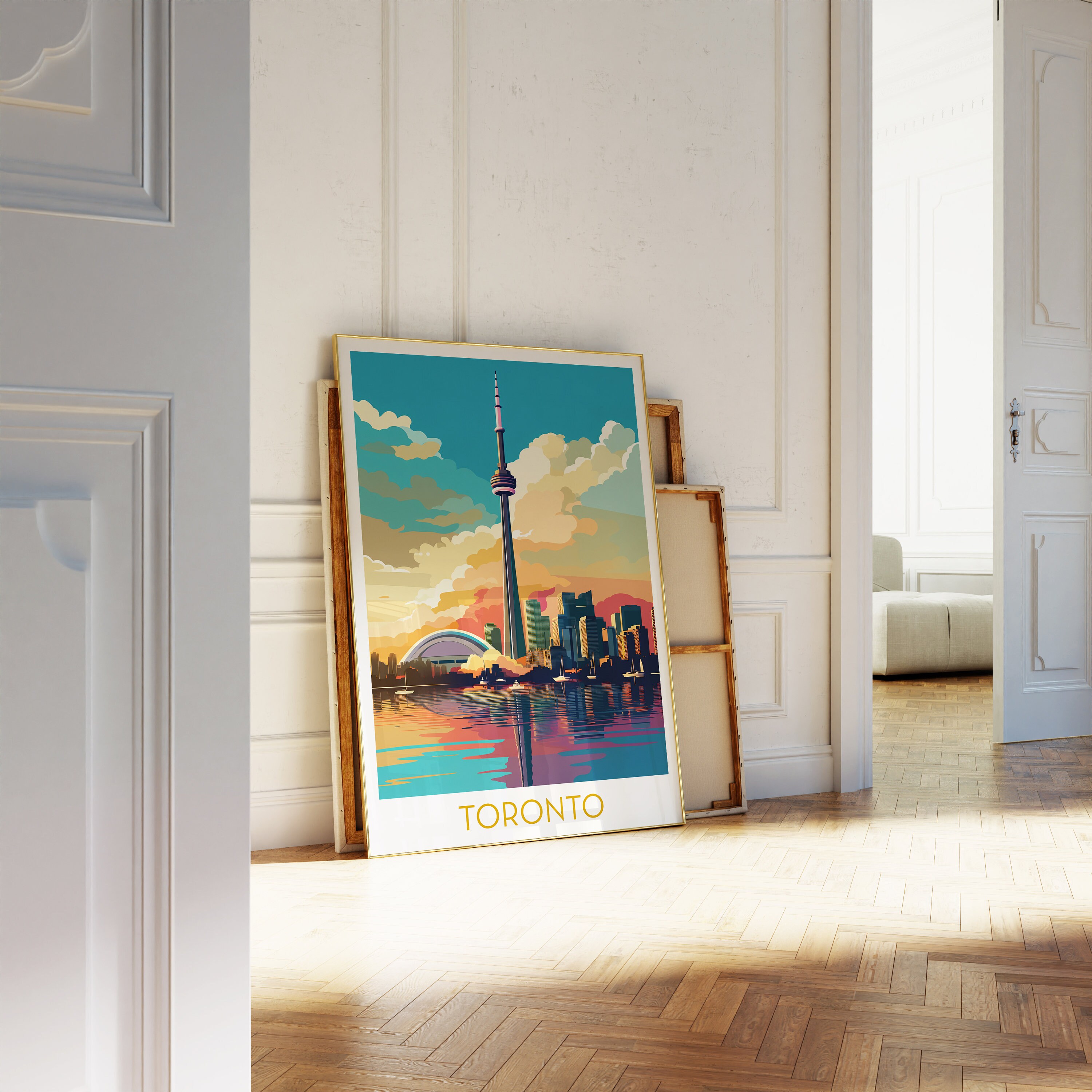 Toronto Travel Poster City Scape Vintage Wall Decor Print Maximal Mid ...